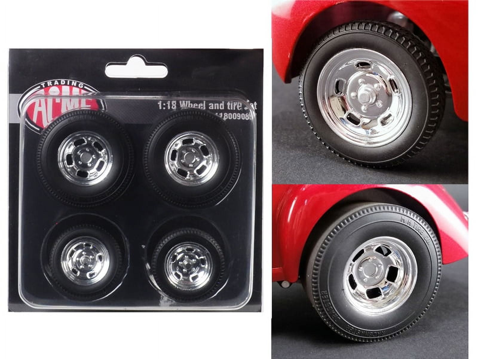 Polished Drag Wheels and Tires 4 pcs Set from 1941 Gasser 1/18 by Acme ...