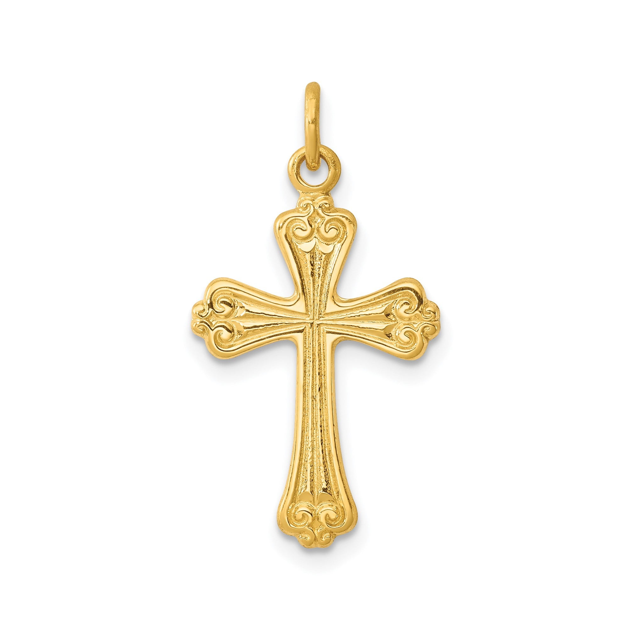 Polished Gold Cross Pendant Necklace for Men and Women with Flared Arms ...