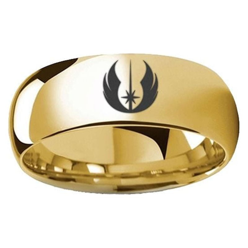Polished Gold Plated Tungsten Domed Jedi Order Symbol Star Wars ...