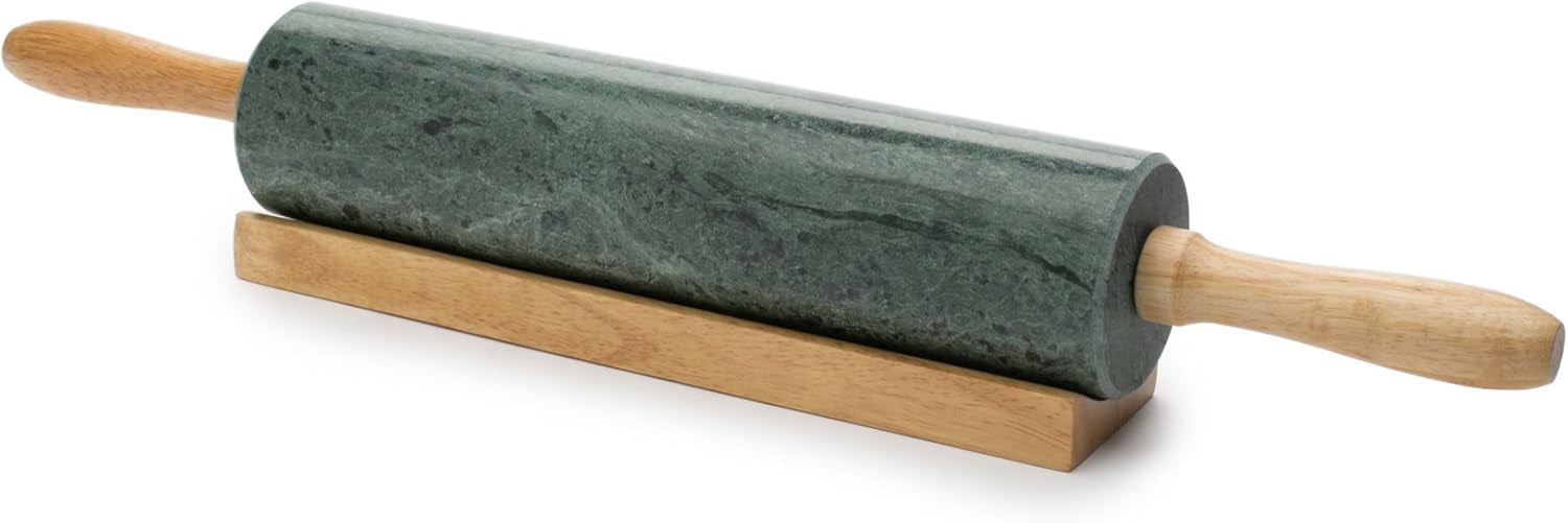 Polished Marble Rolling Pin with Wooden Cradle - Walmart.com
