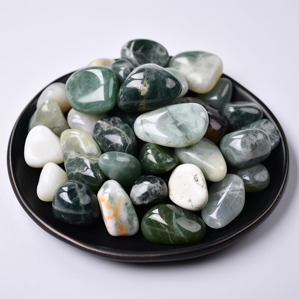 Polished Moss Agate Crystals - 10 oz Handpicked Natural Tumbled ...