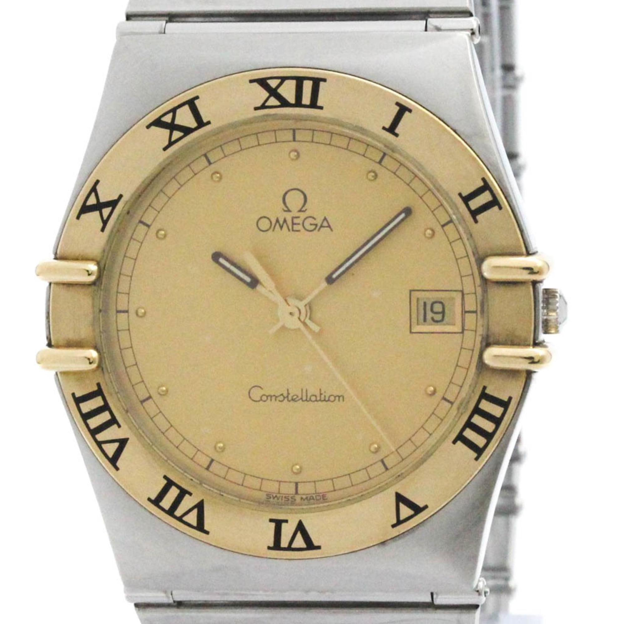 Pre-Owned Polished OMEGA Constellation 18K Gold Steel Quartz Mens Watch ...