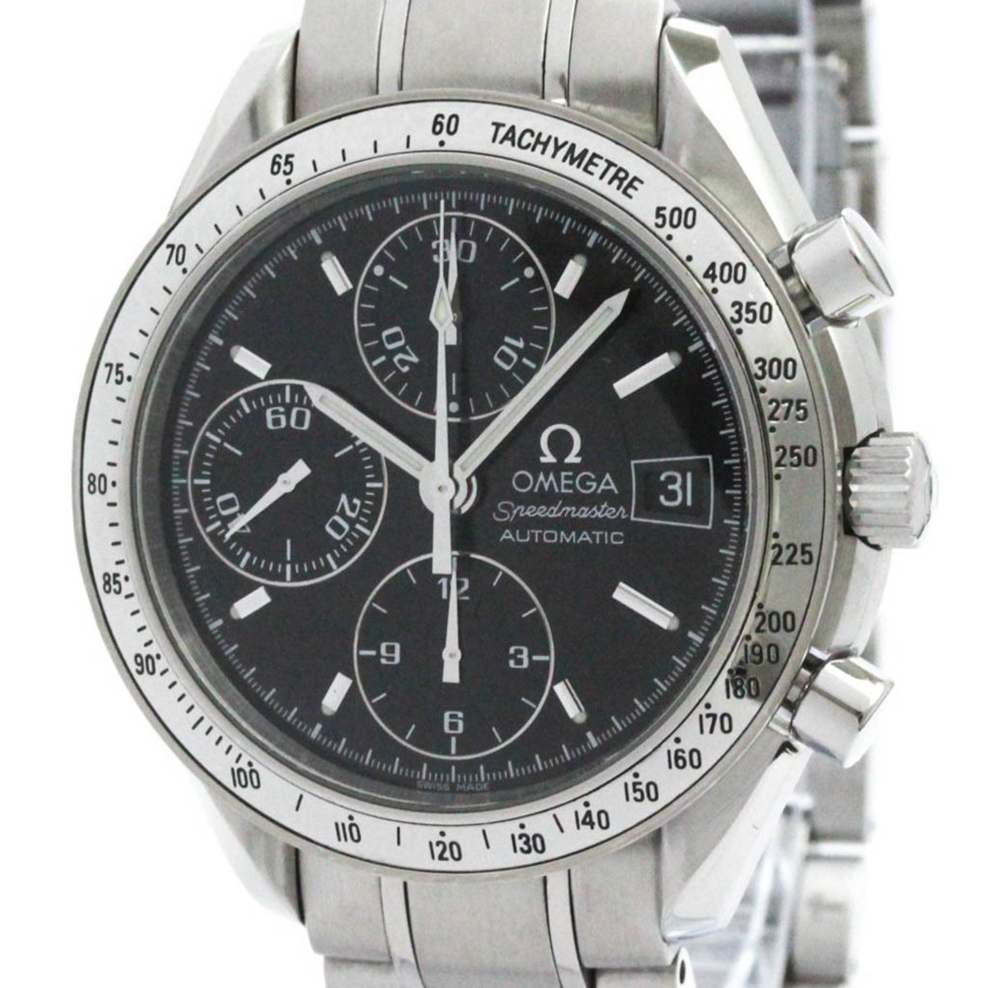 Pre-Owned Polished OMEGA Speedmaster Date Steel Automatic Mens Watch ...