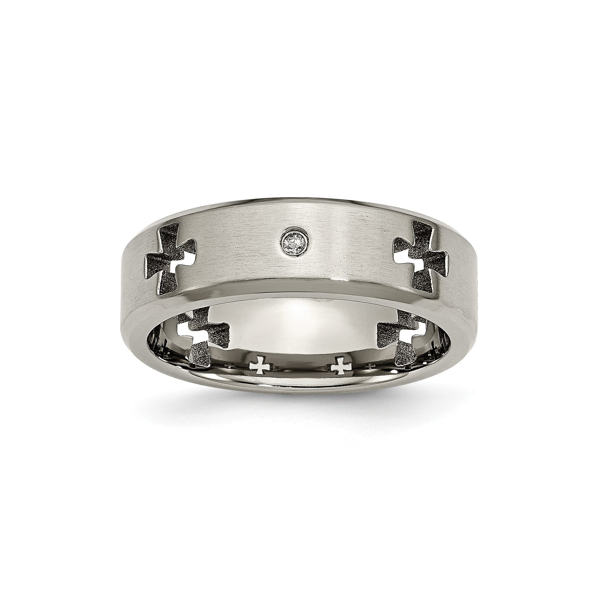 Polished Silver Tone Cross Ring for Men and Women with Oxidized ...