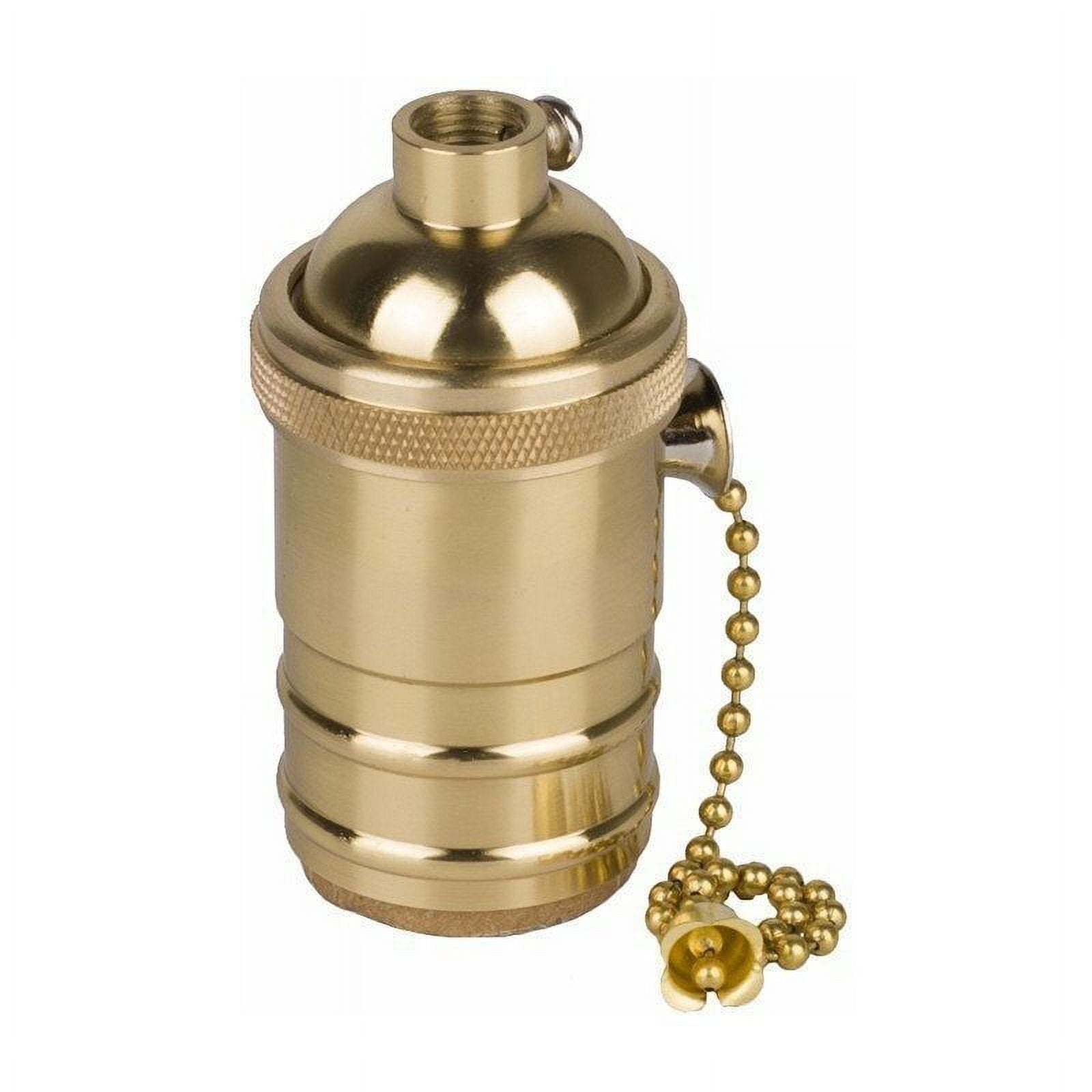 Polished Solid Brass Finish Light Socket, Screw Thread Keyless, Solid ...