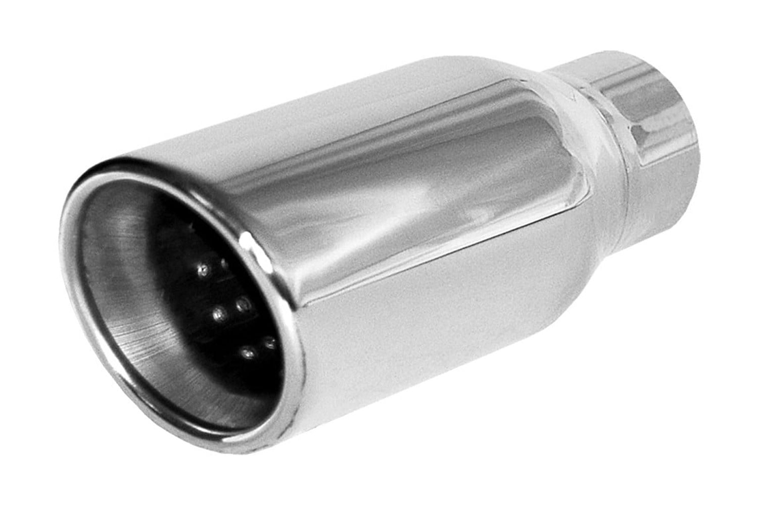 Polished Stainless Double Wall Slant Resonated Exhaust Tip 2.25" IN 3.5 ...