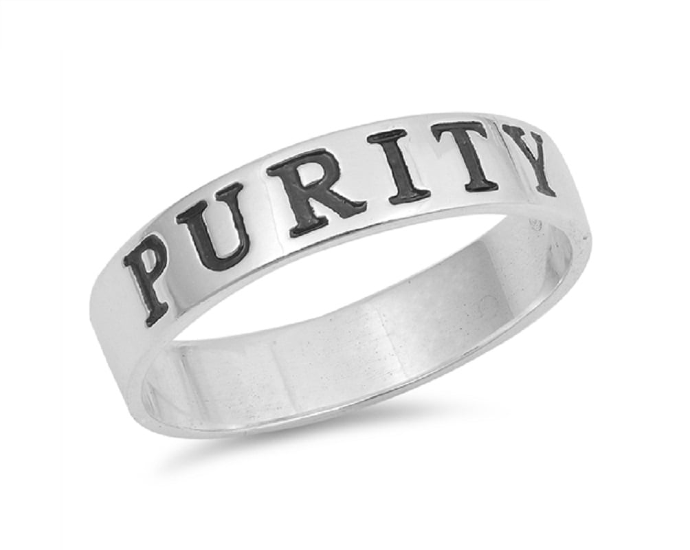Polished Sterling Silver Ingraved Purity Band Ring - Walmart.com