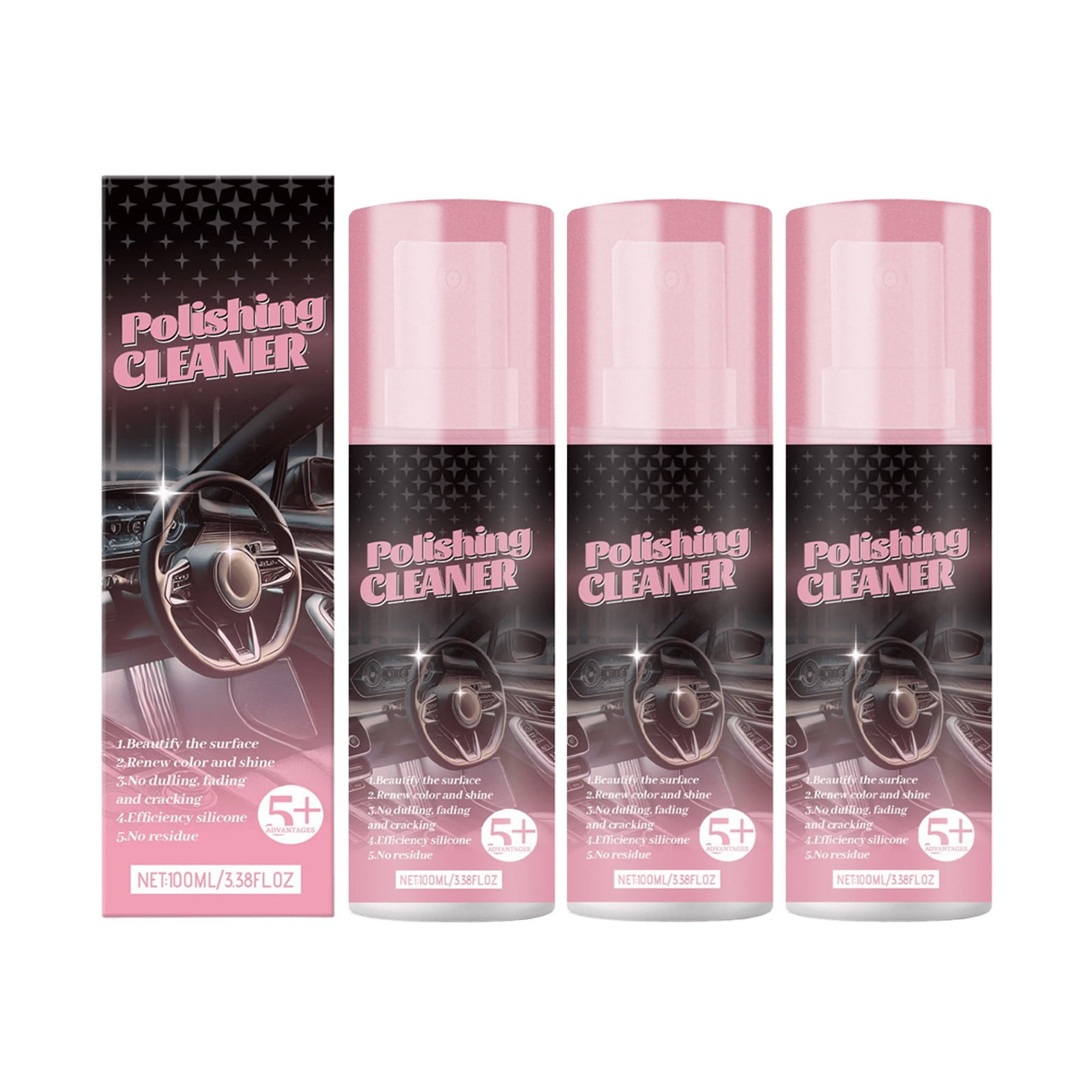 Polishing Cleaner Car Interior, 3.38oz Car Interior Cleaner ...