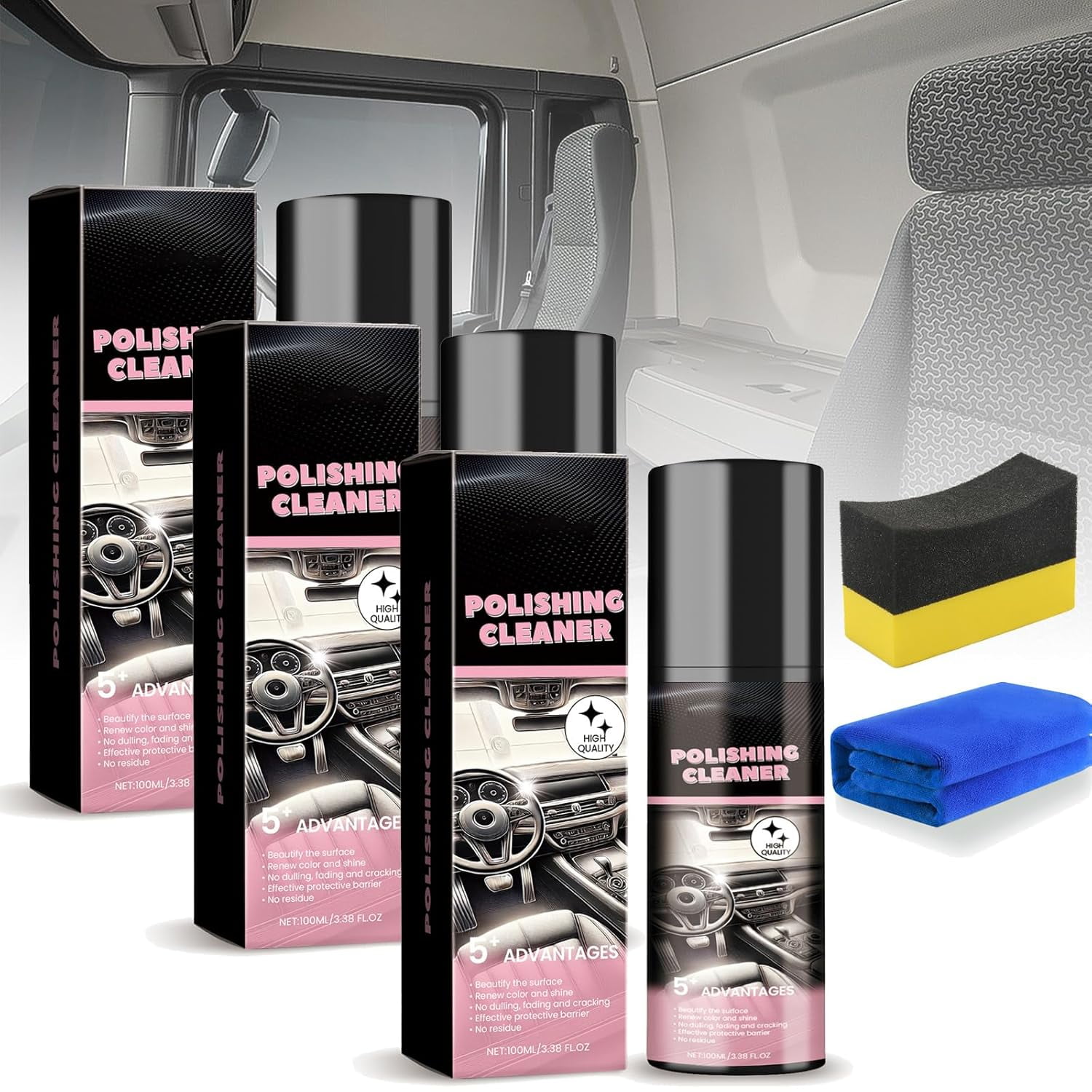 Polishing Cleaner Car Interior Spray, Polishing Pad Cleaner (3 ...