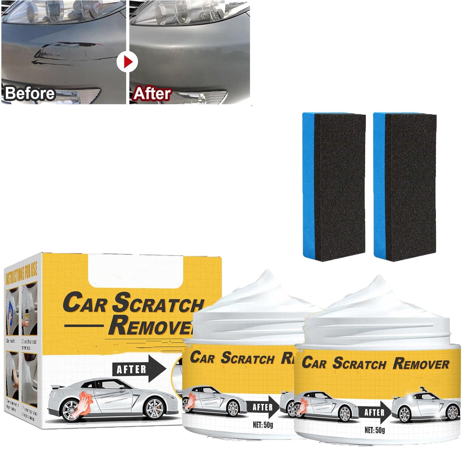 Polishing Compound & Scratch Remover with Sponge, Rubbing Compound for ...