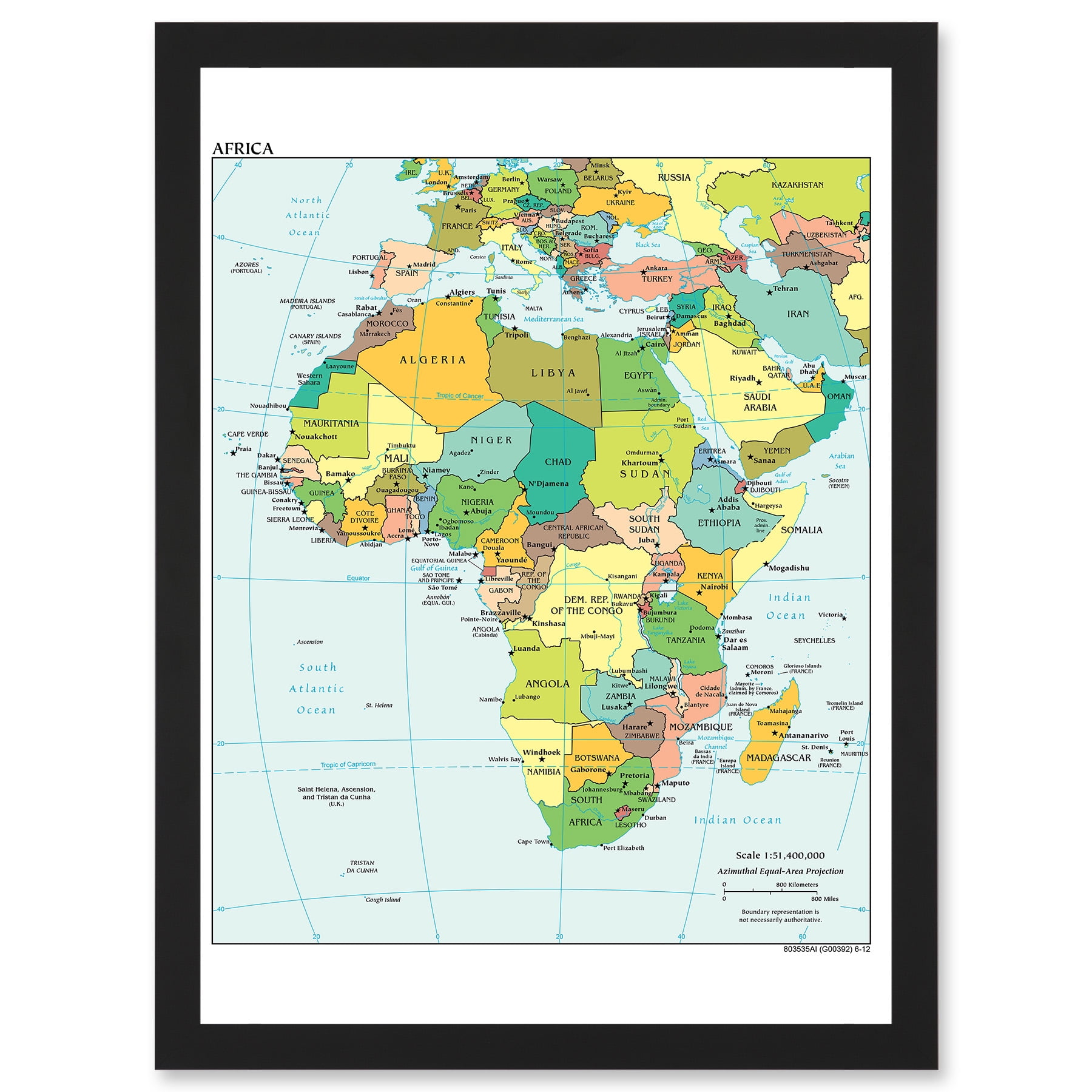 Political Map 2012 Africa African Countries Artwork Framed Wall Art ...