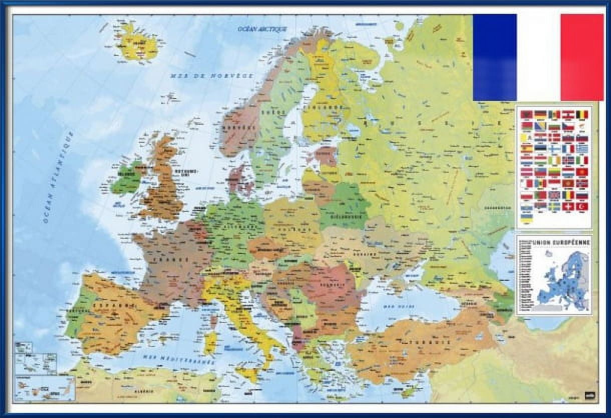 Political Map Of Europe - Framed Poster (French Language Version - Map ...