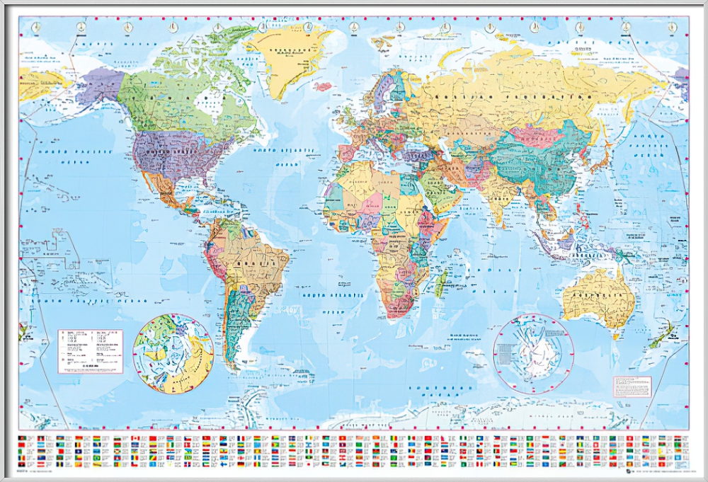 Political Map Of The World - Framed Educational Poster (World Map With ...