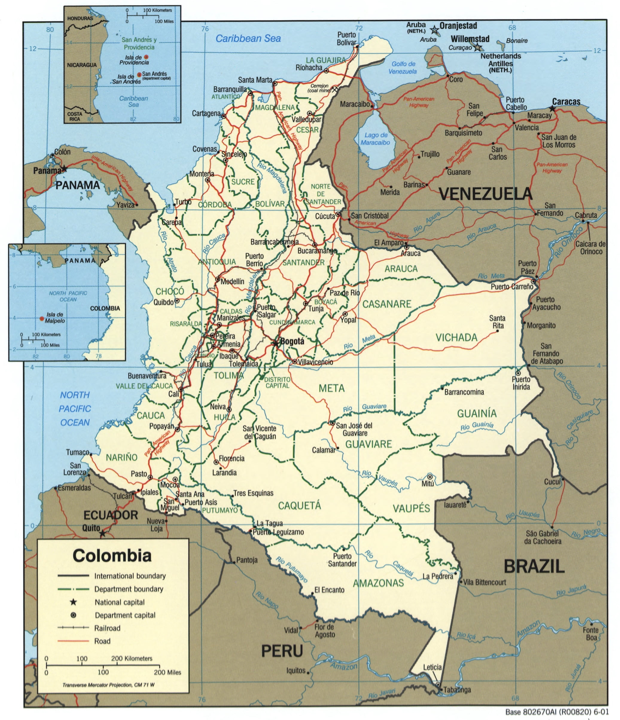 Political Map of Colombia Poster - Geographic Reference Art | Ideal ...