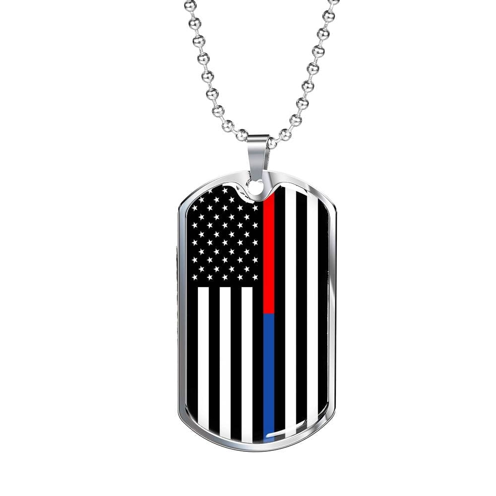 Political Thin Blue Red Line Dog Tag Stainless Steel or 18k Gold Finish ...