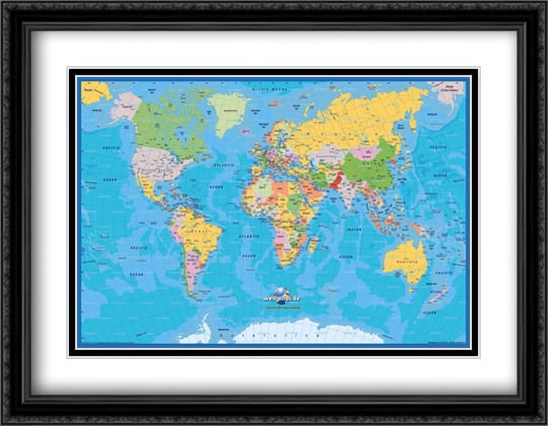 Political World Map, c.2007 (Miller Projection) 2x Matted 40x28 Large ...