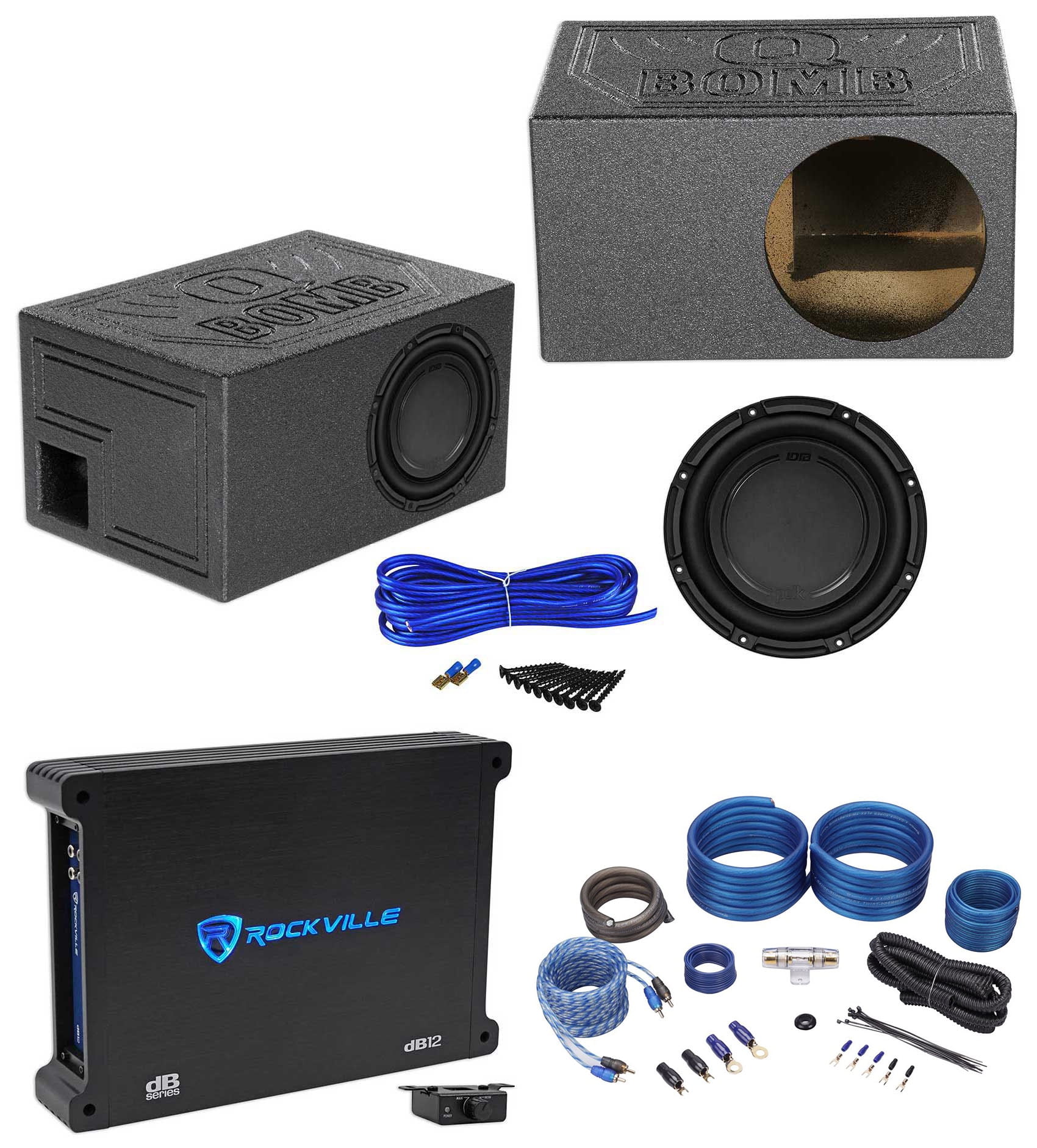 Polk Audio DB1042DVC 10” 1050w Subwoofer+Vented Sub Box+Mono Amplifier ...
