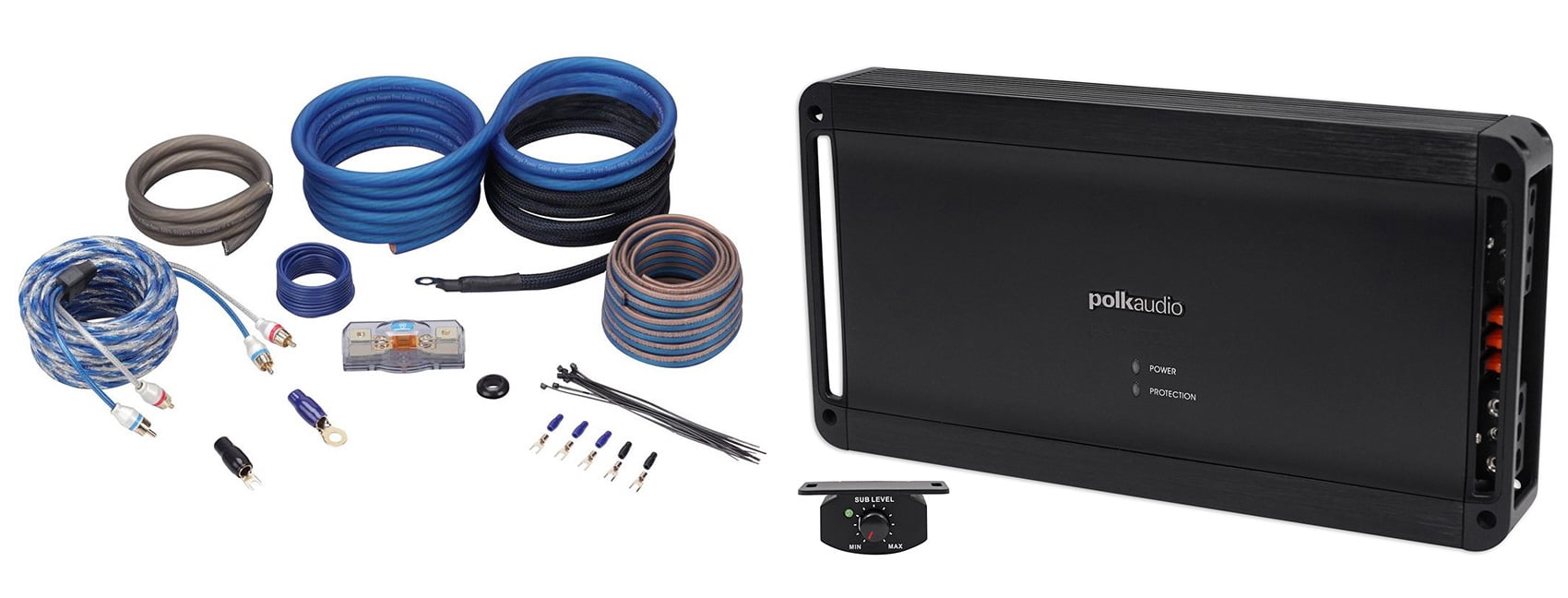 Polk Audio PAD1000.1 Mono 1200 Watt RMS 1-Ohm Car Amplifier+Amp Kit PA ...