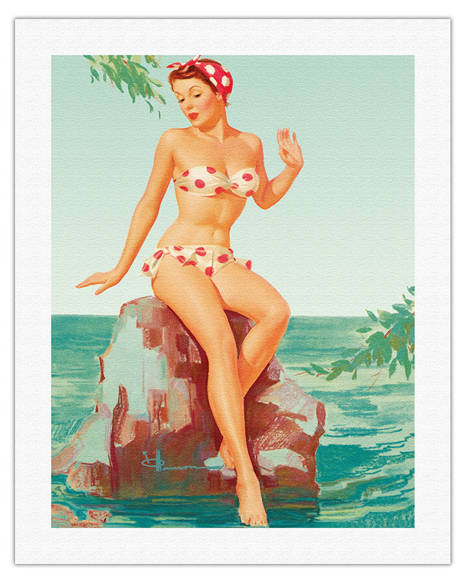 Polka Dot Bikini - Vintage Pin Up Girl Poster by Knute O. Munson c.1940s - Fine Art Rolled ...