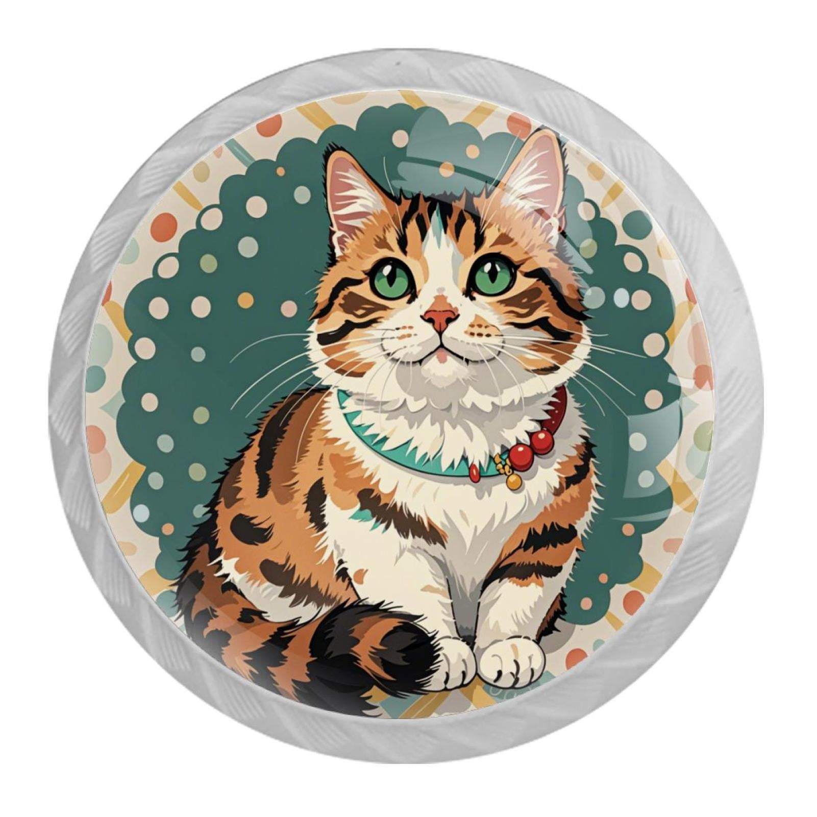 Polka Dot Cats Print Custom Drawer Knobs - Cabinet Knobs ABS Glass ...