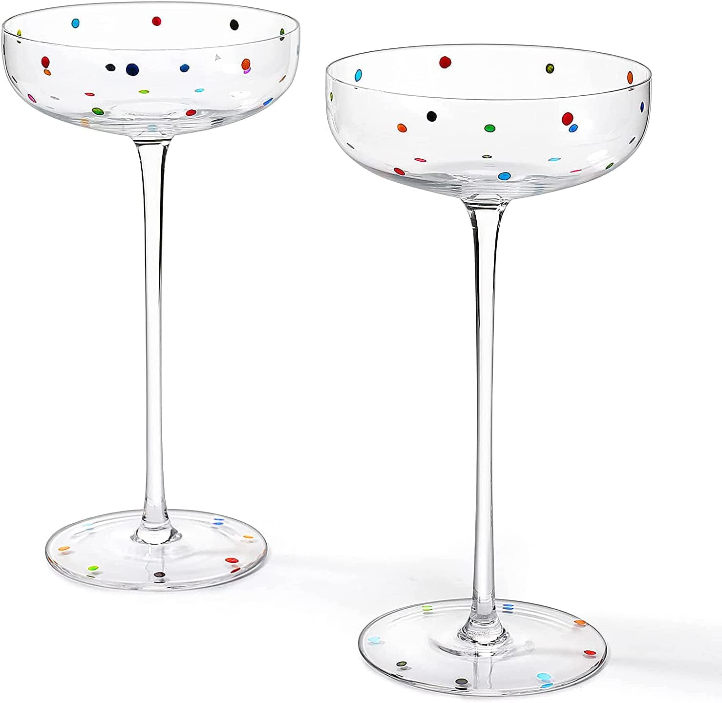 Polka Dot Champagne Coupe Glasses Set of 2 12 oz by The Wine Savant ...