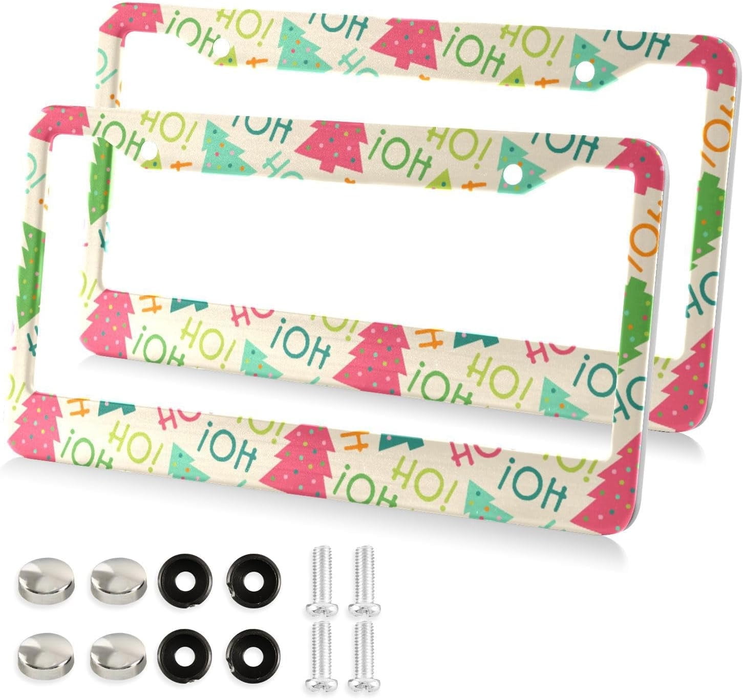 Polka Dot Christmas Tree License Plate Frame - 2 Pack Universal ...