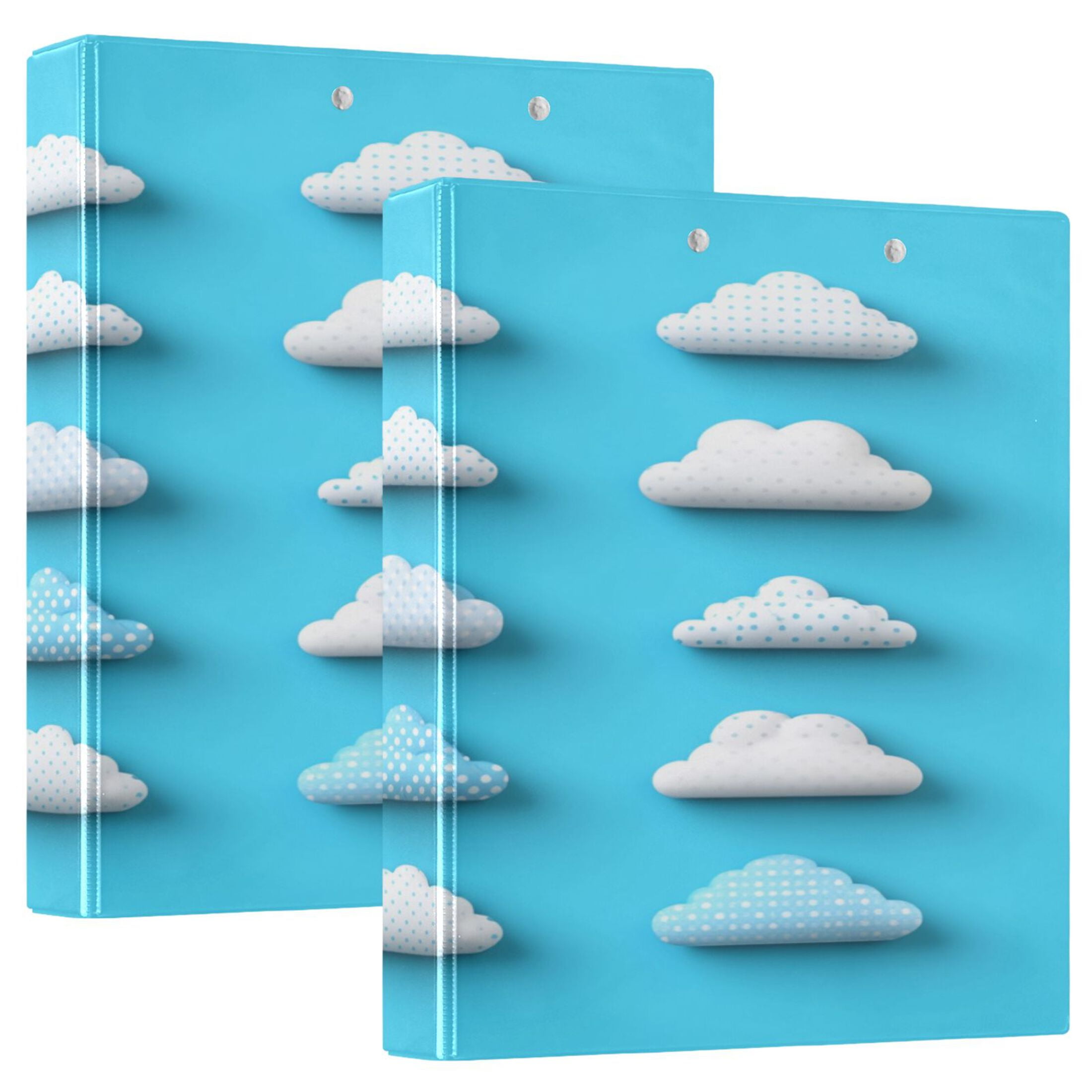 Polka Dot Clouds 12.4x10.6in PVC Round Ring Binders, 2-Pack, D-Ring 3 ...