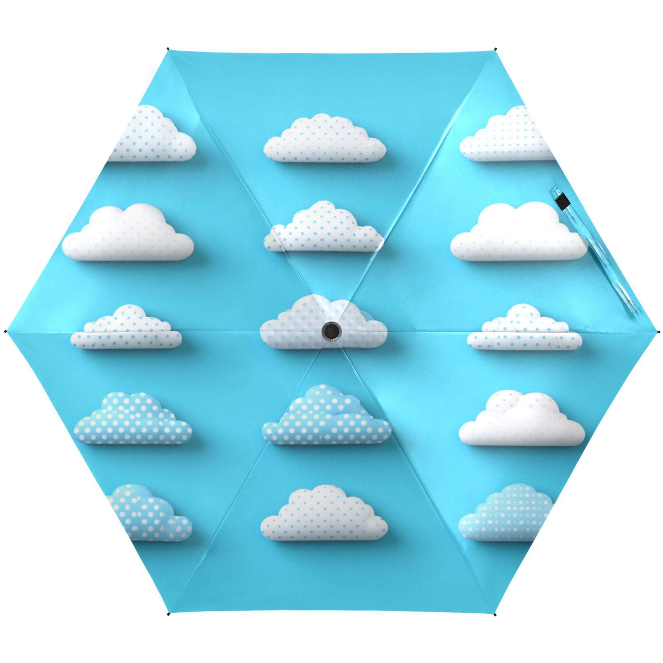Polka Dot Clouds Umbrellas for Sun Auto Open Close UV50+ Waterproof 5-Fold Compact Fiberglass ...