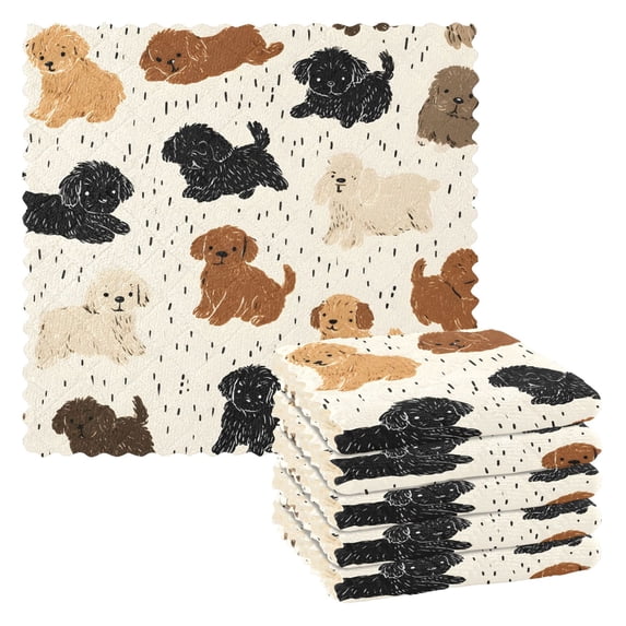 Polka Dot Dog Kitchen Cloth Dish Towels for Drying Washing Absorbent ...