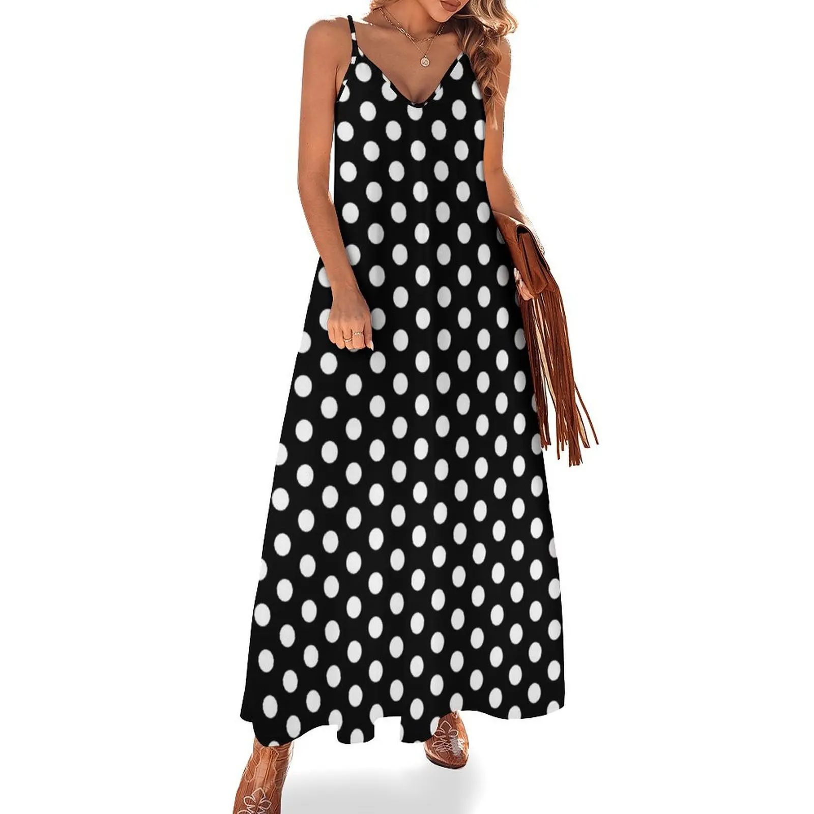 Polka Dot Dress White Repeating Pattern Dots Sleeveless Dress elegant ...