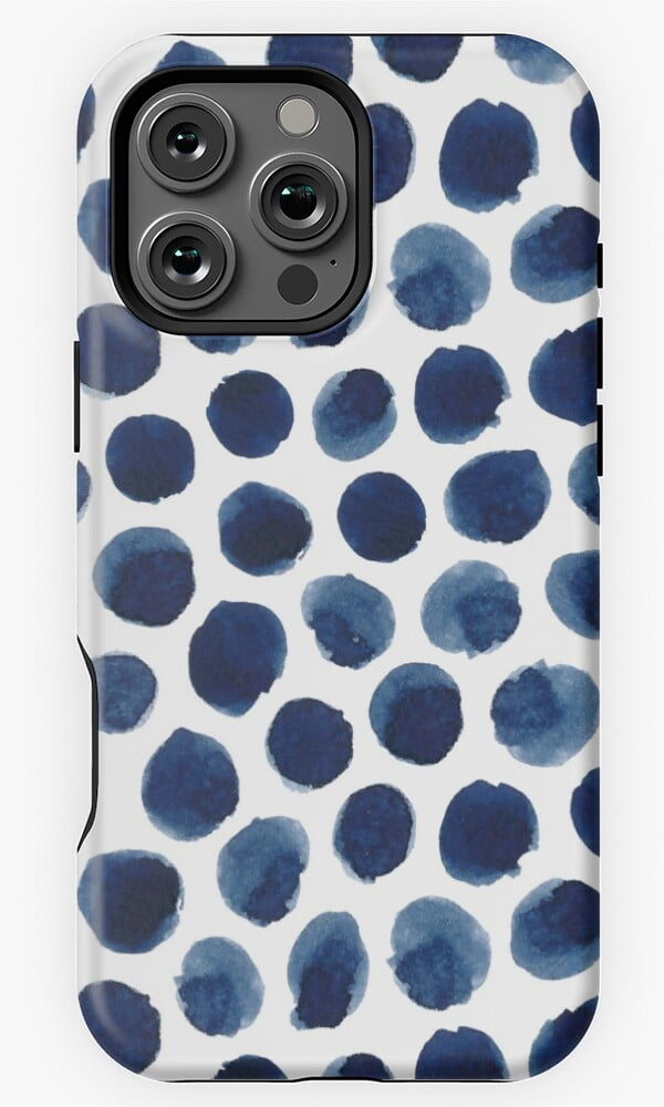 Polka Dot Indigo Pattern Phone Case Compatible with iPhone 11 to 16 Pro ...