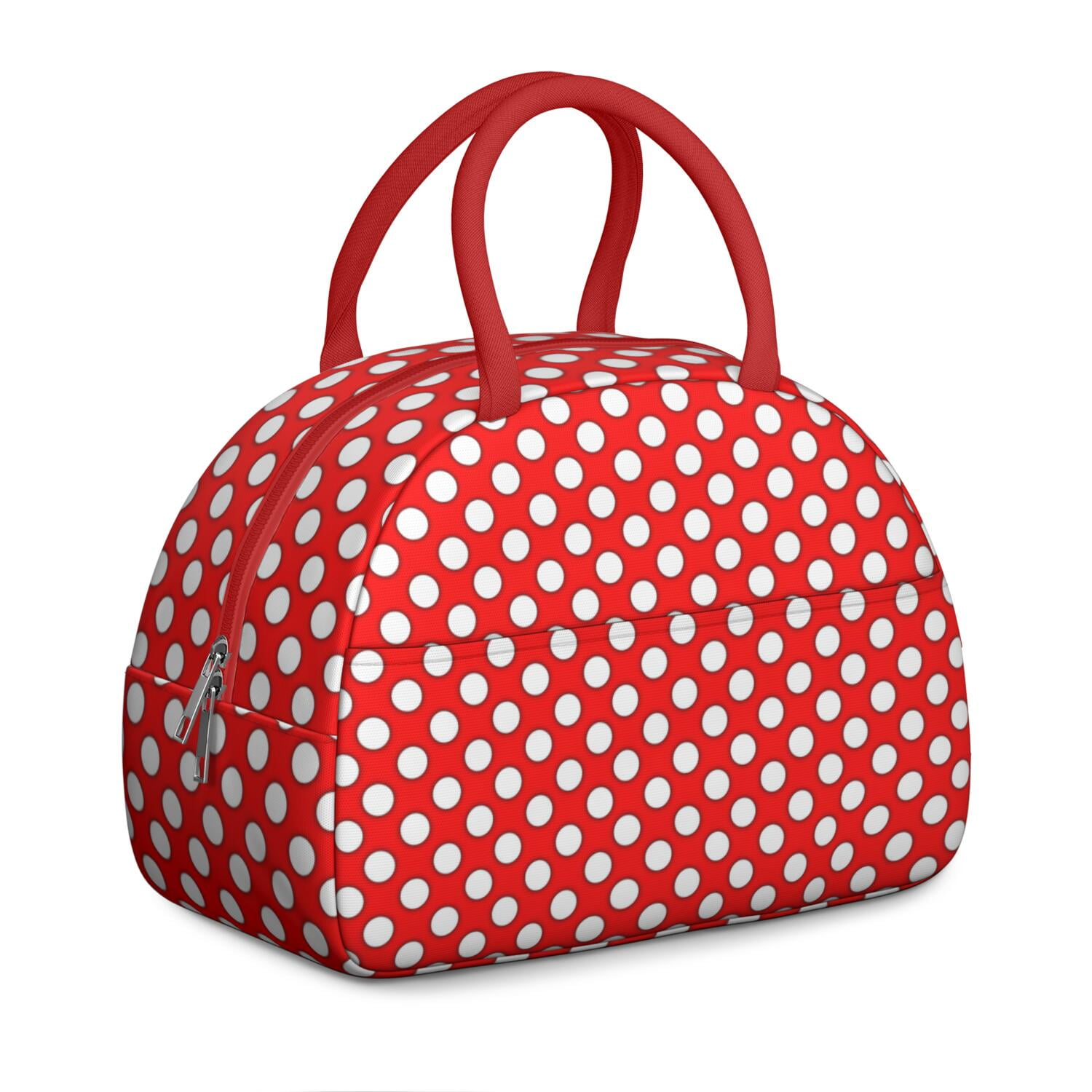 Polka Dot Lunch Bag - Classic Black & White Dot Pattern Insulated Tote ...