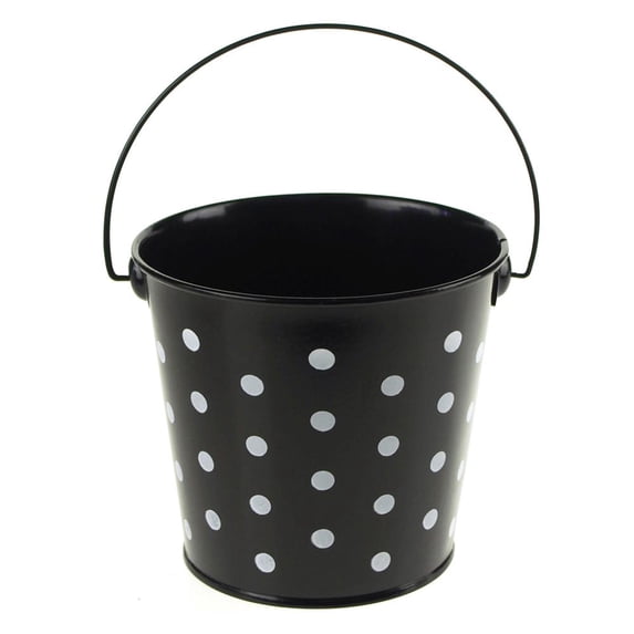 Polka Dot Metal Pail Bucket Party Favor, 5-Inch, Black - Walmart.com