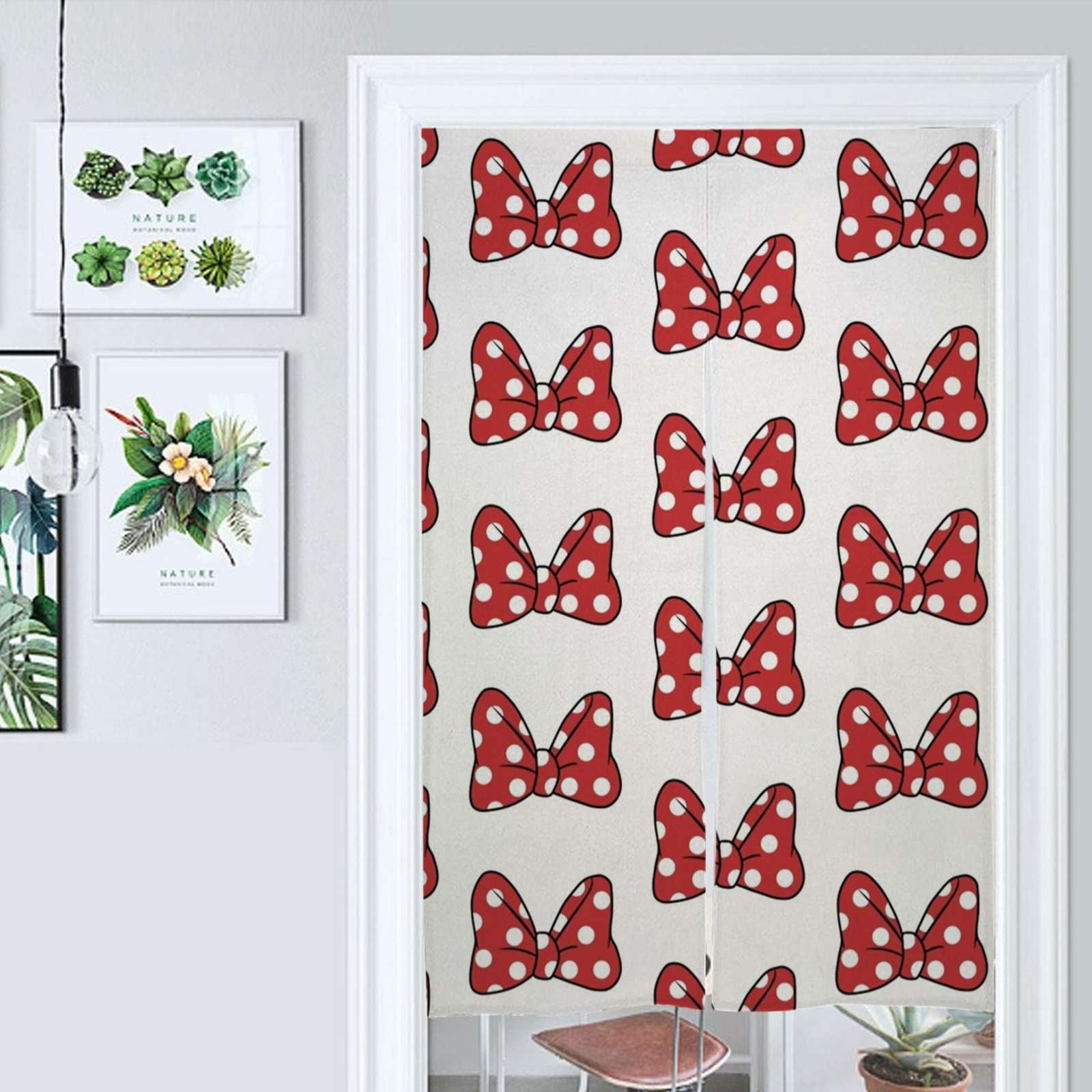 Polka Dot Mouse Bow Door Curtain Nordic Living Room DoorCurtain Porch ...