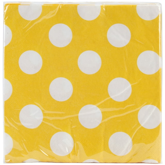 Polka Dot Paper Lunch Napkins, Yellow, 16ct - Walmart.com