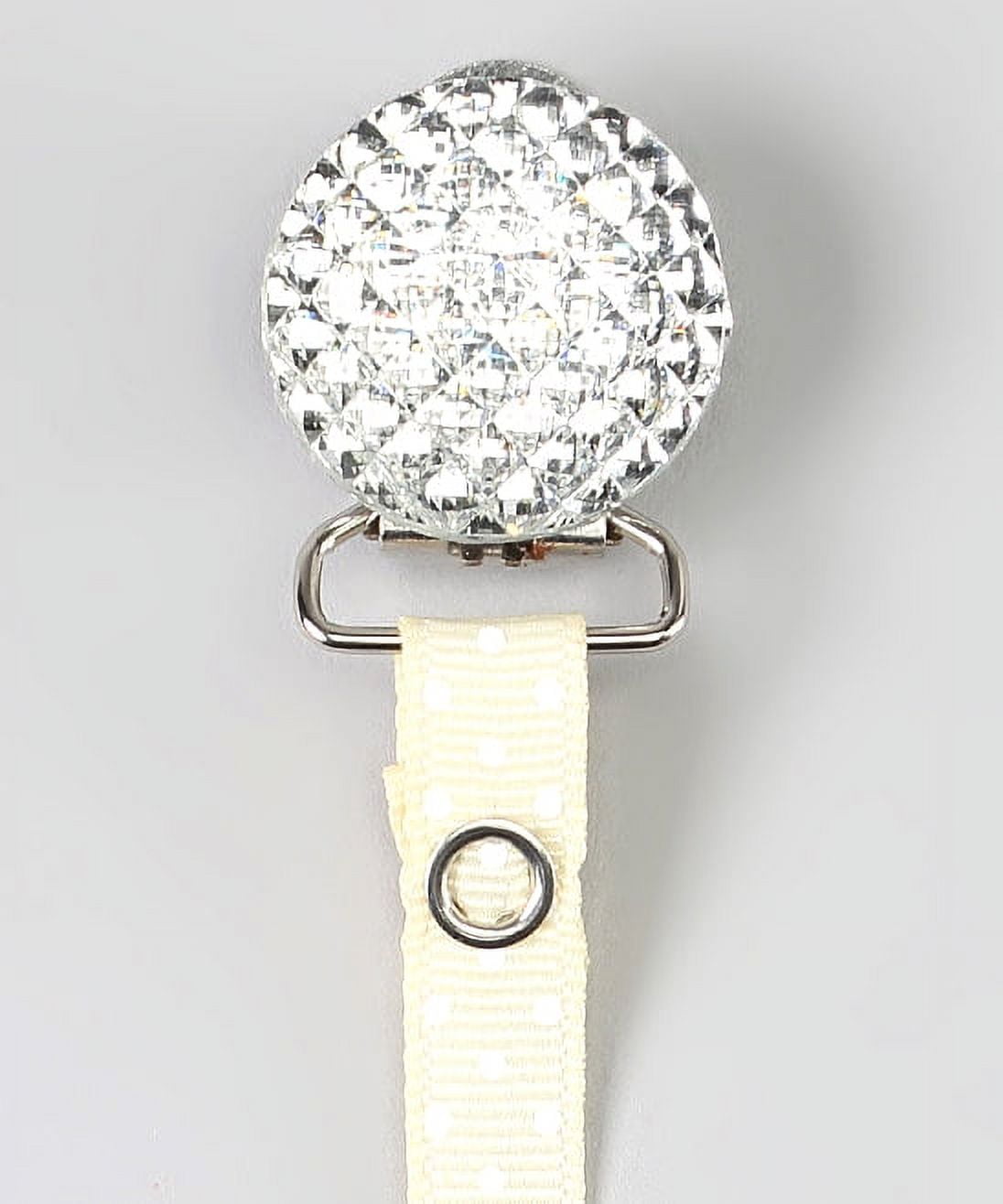Polka Dot Ribbon Quilted Crystal Pacifier Clip - Walmart.com
