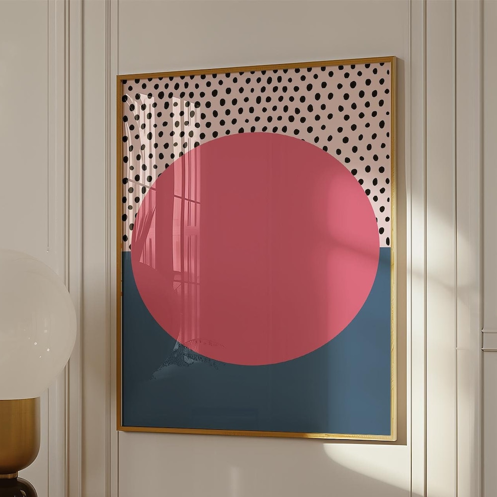 Polka Dot Sunset Geometric Wall Art Modern Poster For Living Room Decor ...