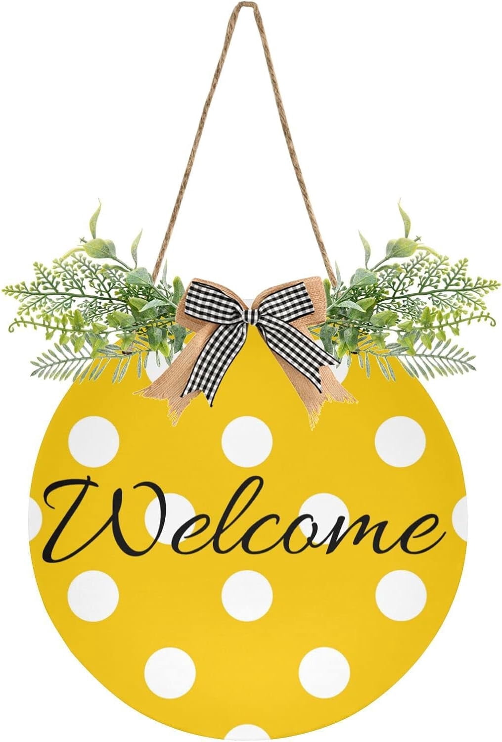 Polka Dot Welcome Sign for Front Door, Round Sign Hanging Welcome Sign ...