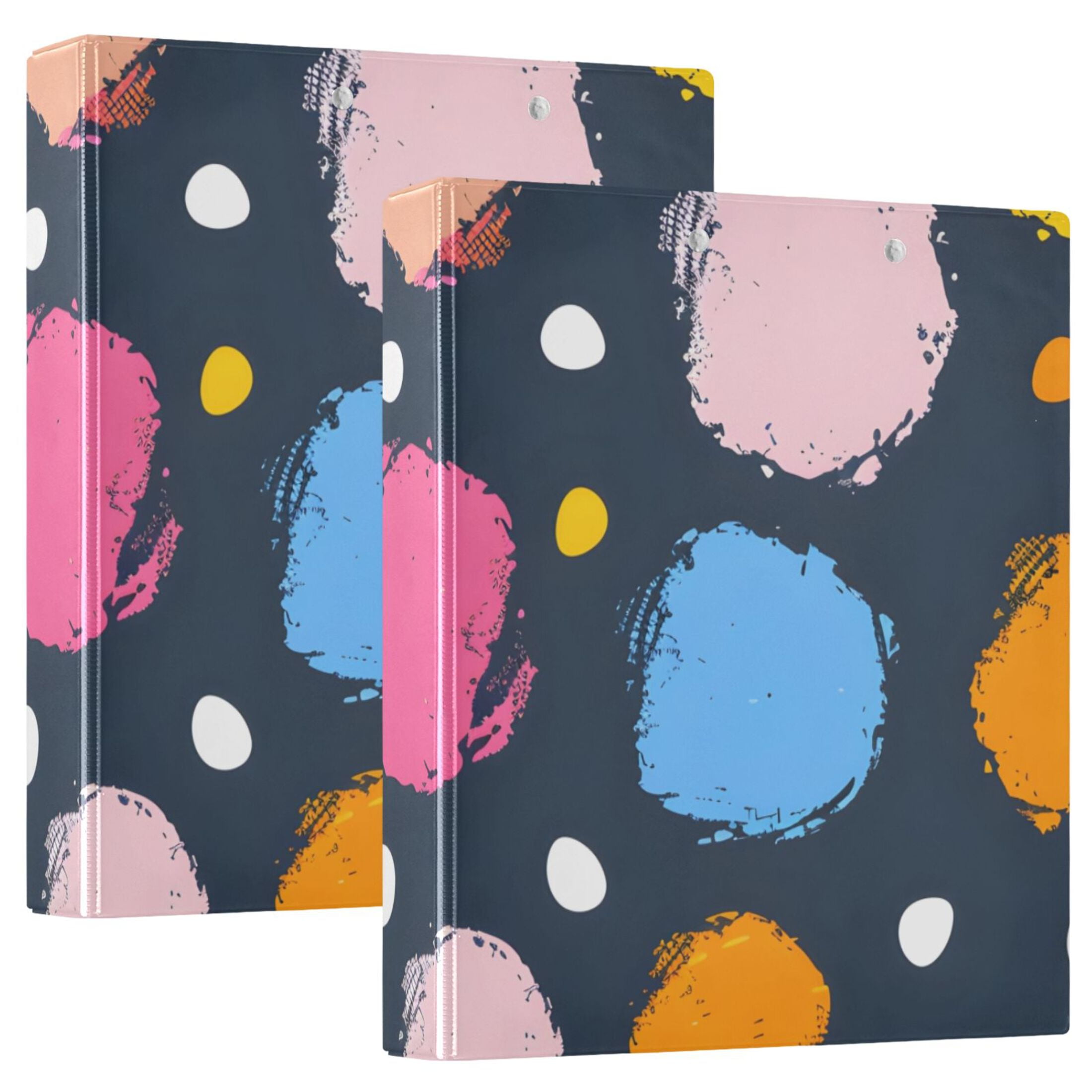Polka Dots 3 Ring Binders 1.5 inch Hardcover File Folders with Interior ...