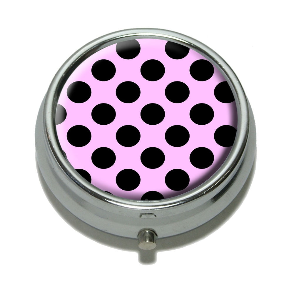 Polka Dots Black Pink Pill Box - Walmart.com