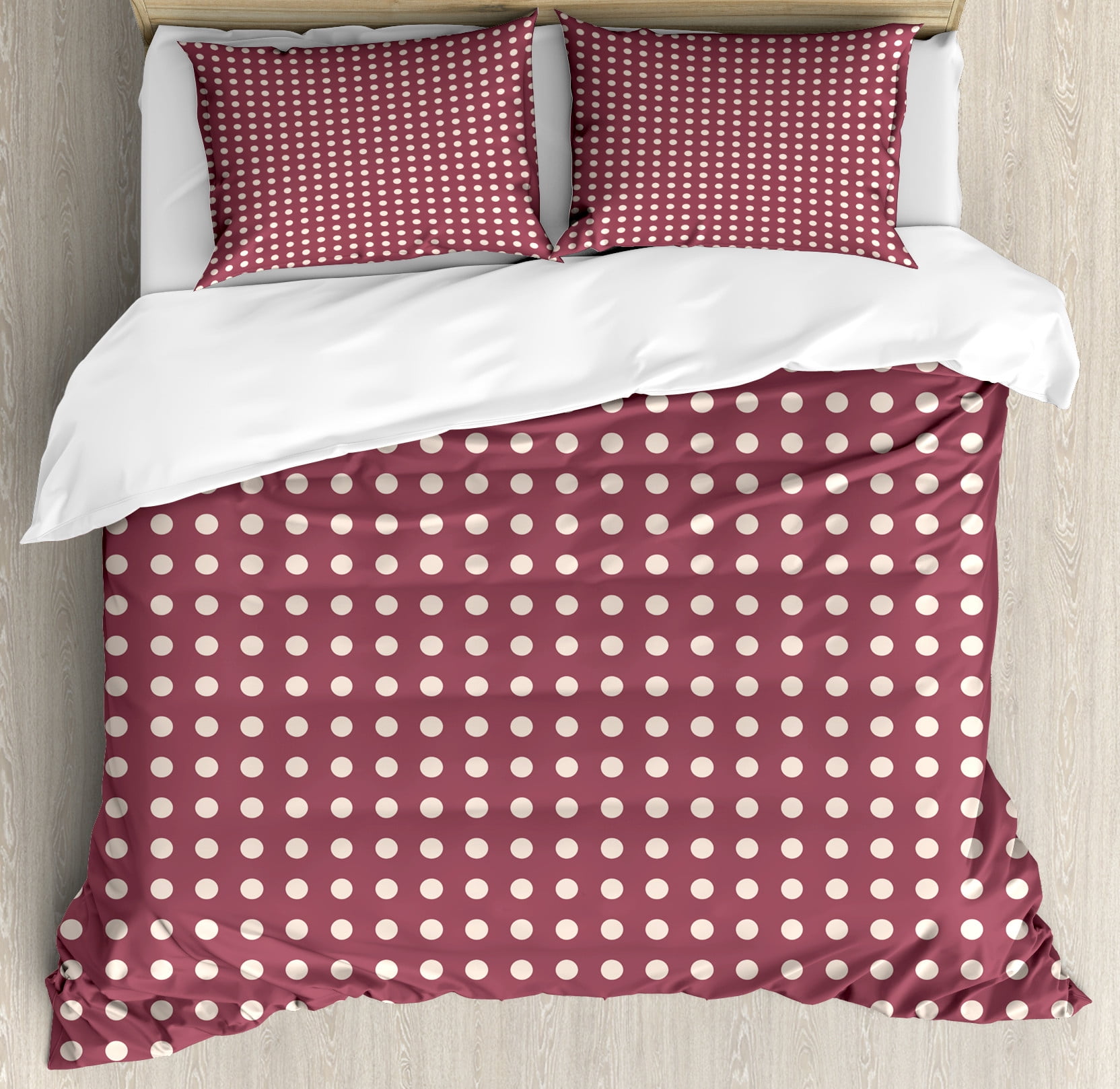 Polka Dots Duvet Cover Set, Rhythmically Arranged Bicolor Symmetrical ...