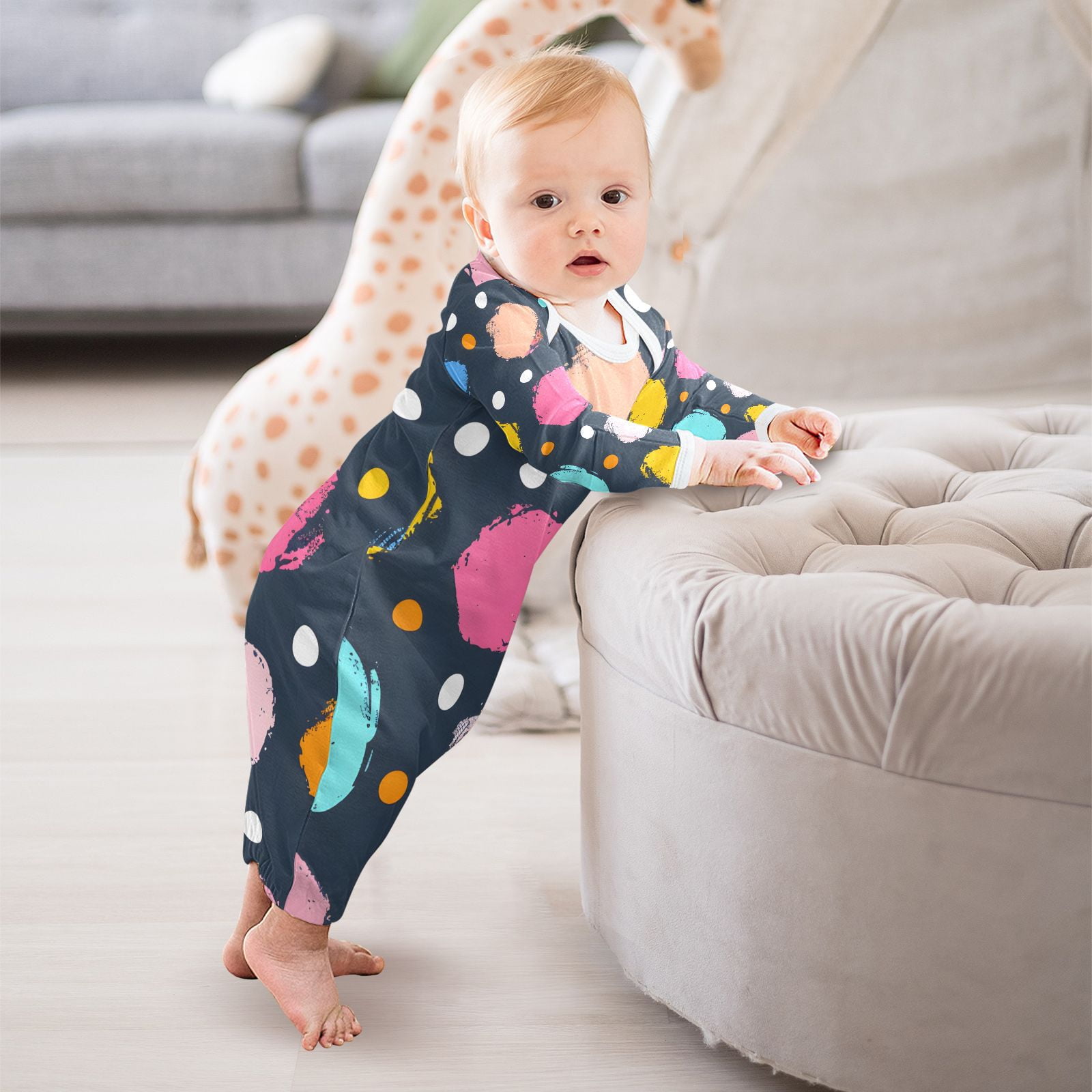 Polka Dots Newborn Baby Sleeper Gowns Baby Nightdress Cotton Long ...