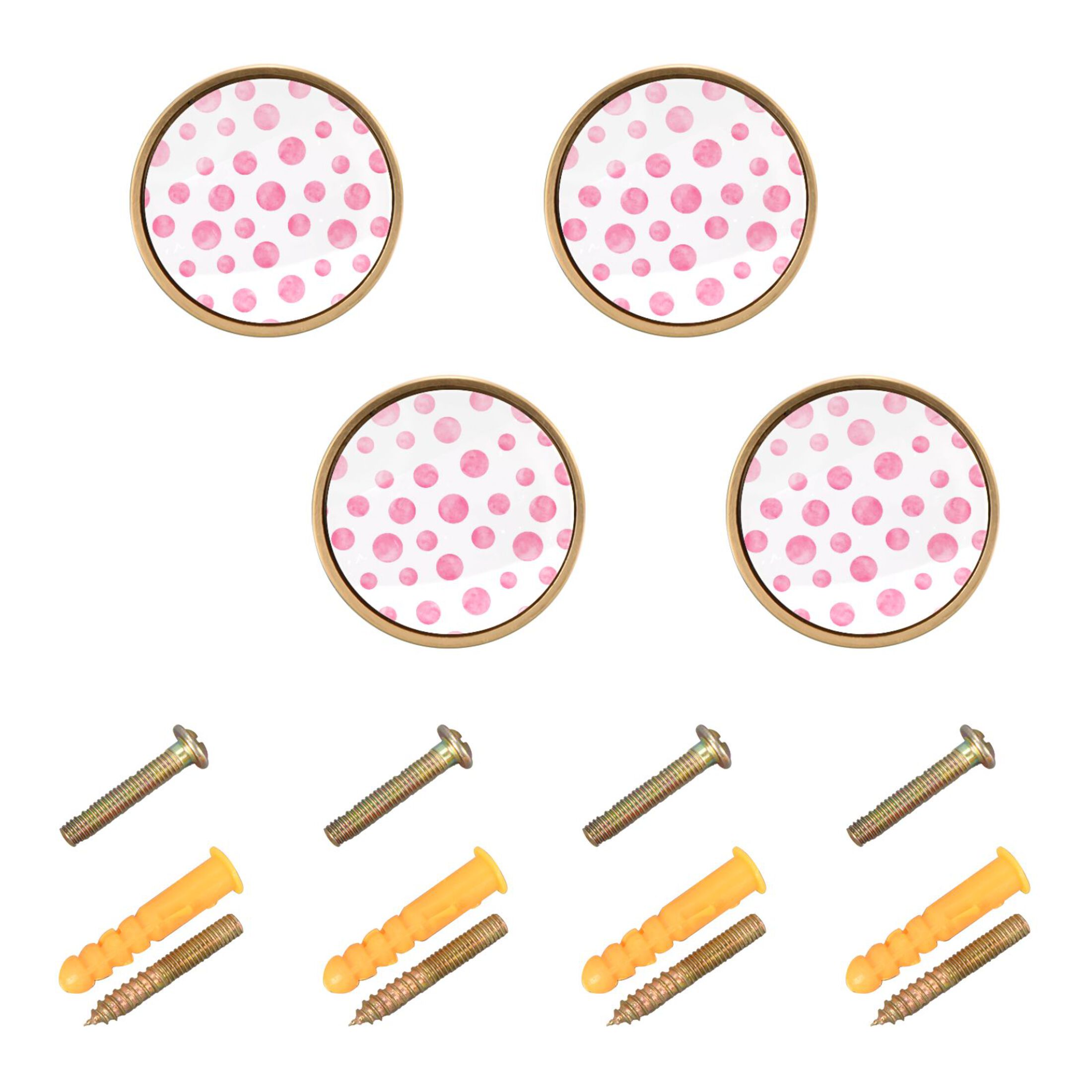 Polka Dots Pink Watercolor Cabinet Knobs Kitchen Drawers Knobs Door ...