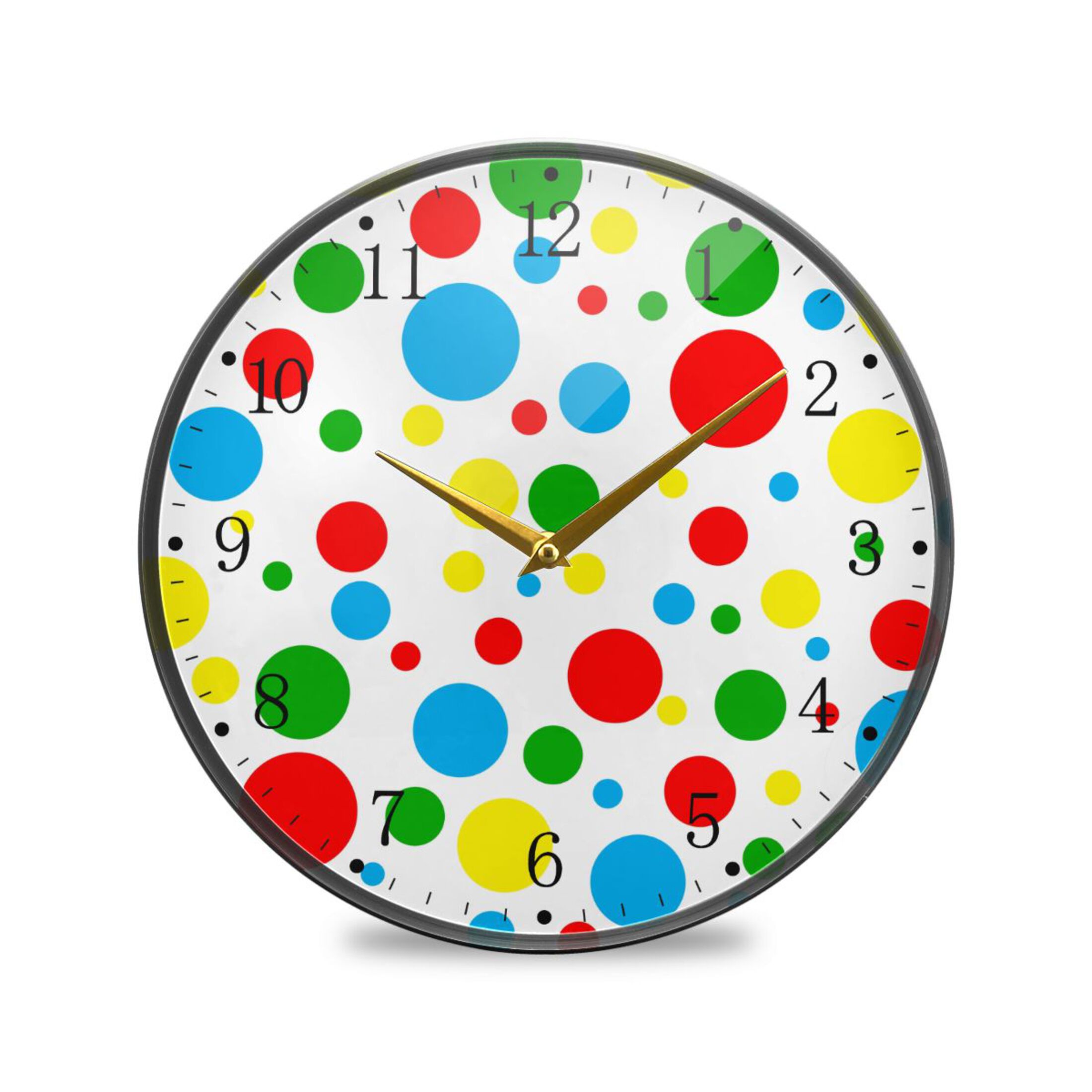 Polka Dots Red and Blue Acrylic Wall Clocks Quiet Round Clock Battery ...