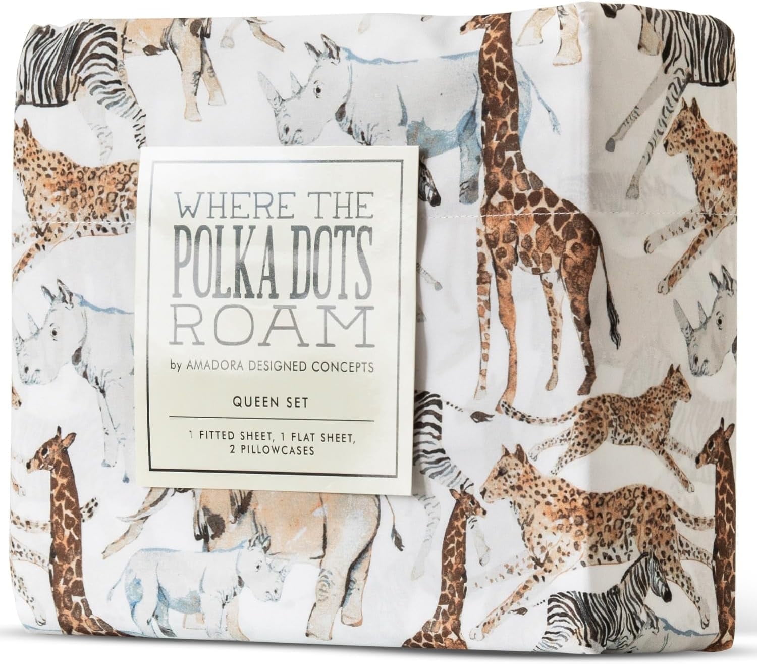 Where The Polka Dots Roam Safari Animals Twin Bedsheet Set for Kids ...