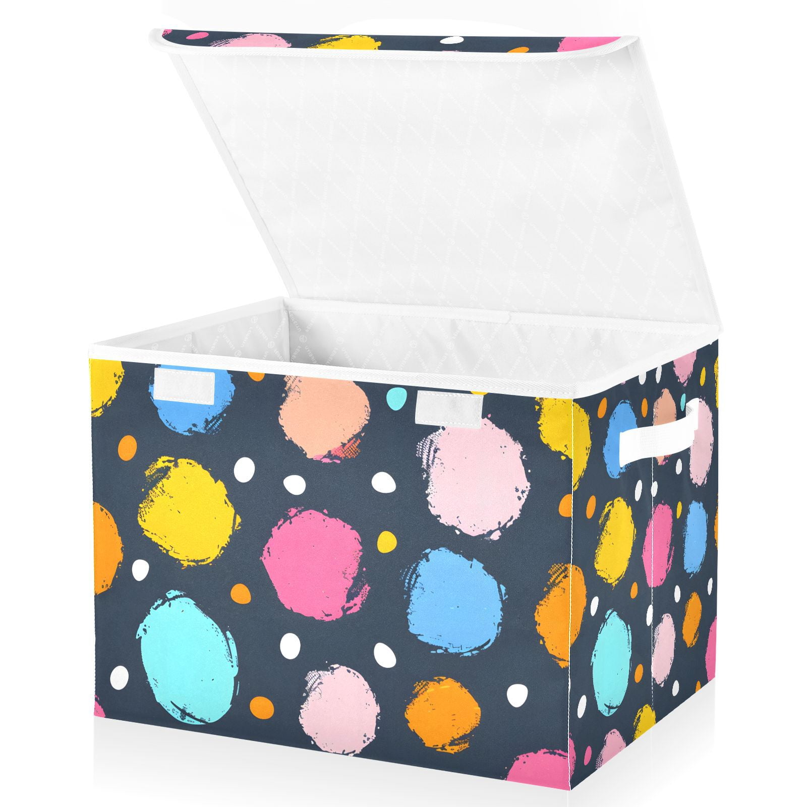 Polka Dots Storage Basket for Shelves Foldable Container Organizer for ...