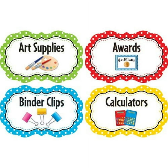 Polka Dots Supply Labels by Teacher Created Resources - Walmart.com