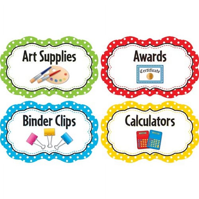 Polka Dots Supply Labels by Teacher Created Resources - Walmart.com