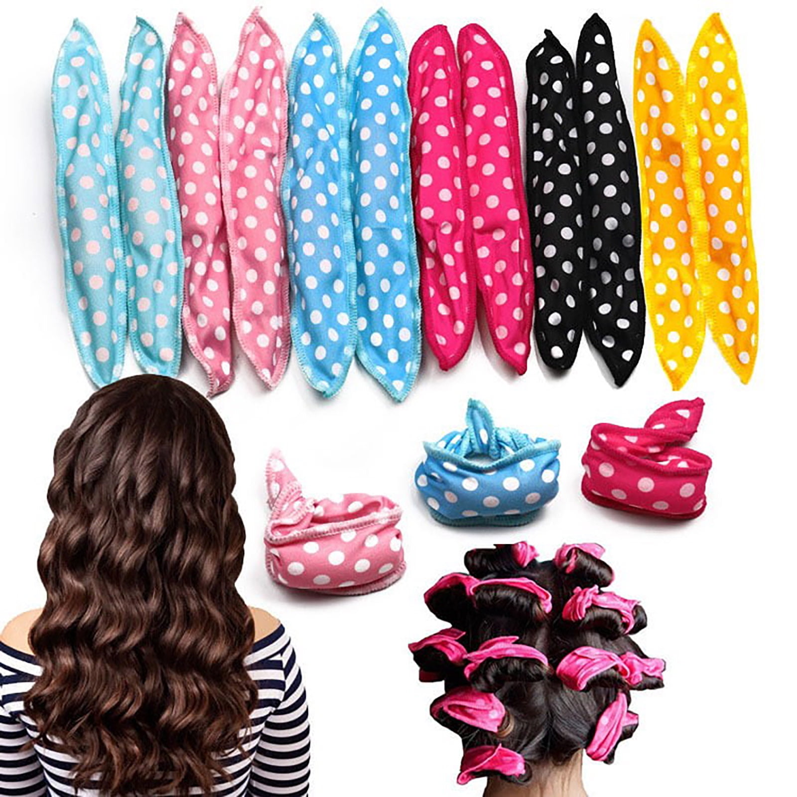 Polka Hair Rollers for Overnight Styling Gentle Pear Head Sponge ...