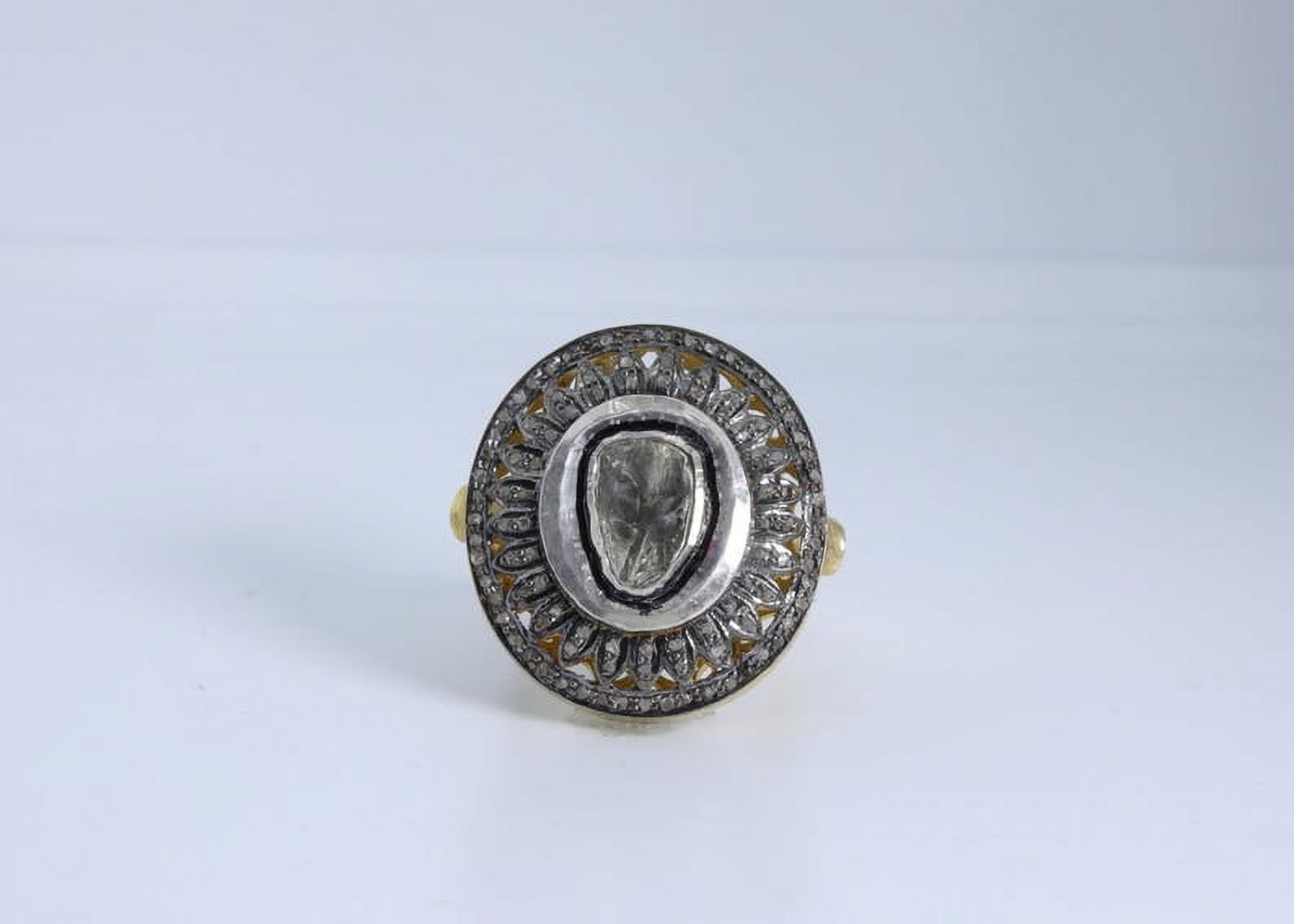 Polki Diamond Ring, Desi Jewelry, 925 Sterling Silver, Gold Plated Ring ...